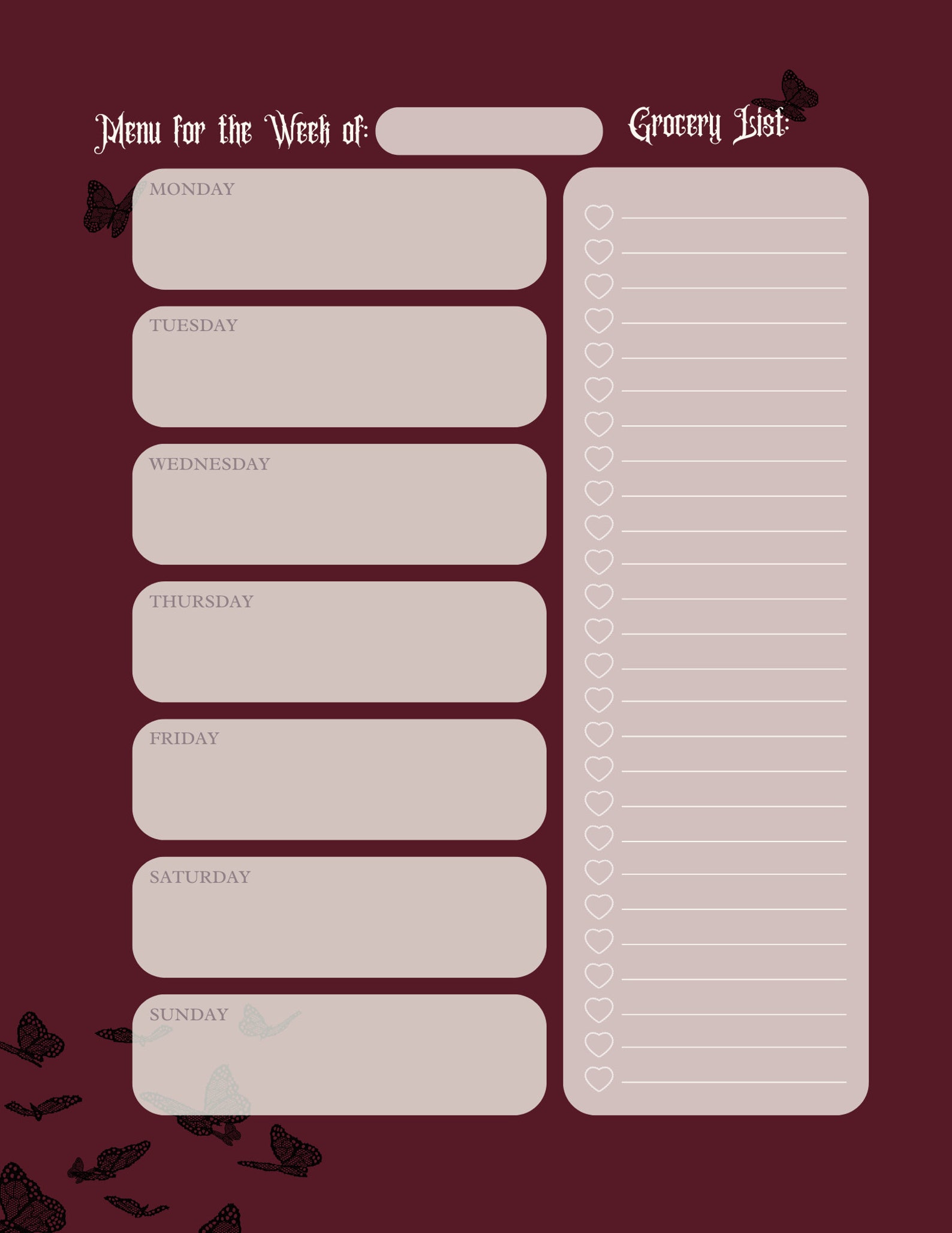 Planner Template Bundle - Soft Goth Aesthetic - Etsy