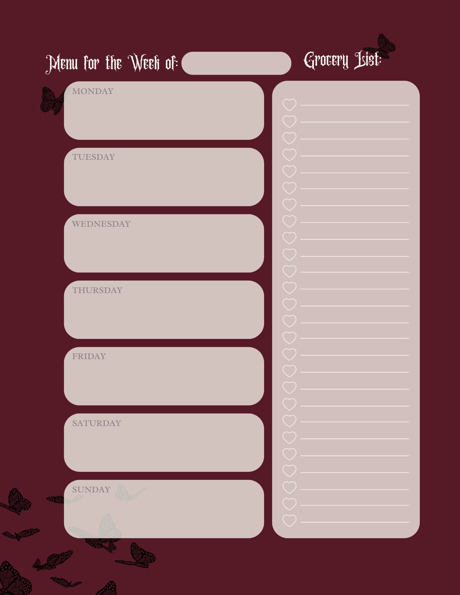Planner Template Bundle - Soft Goth Aesthetic - Etsy