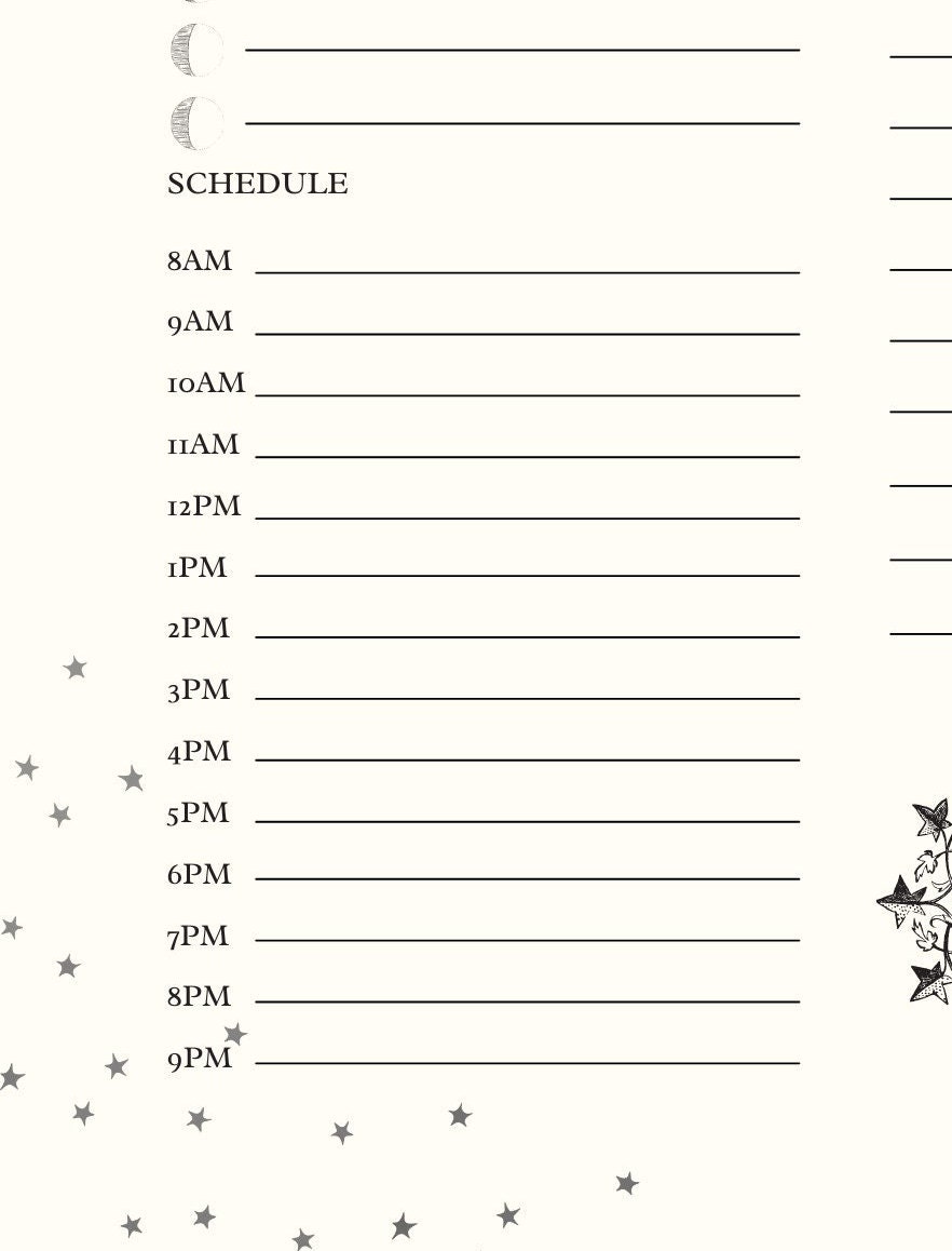 Daily Planner Printable - Celestial Soft Goth Aesthetic - Etsy
