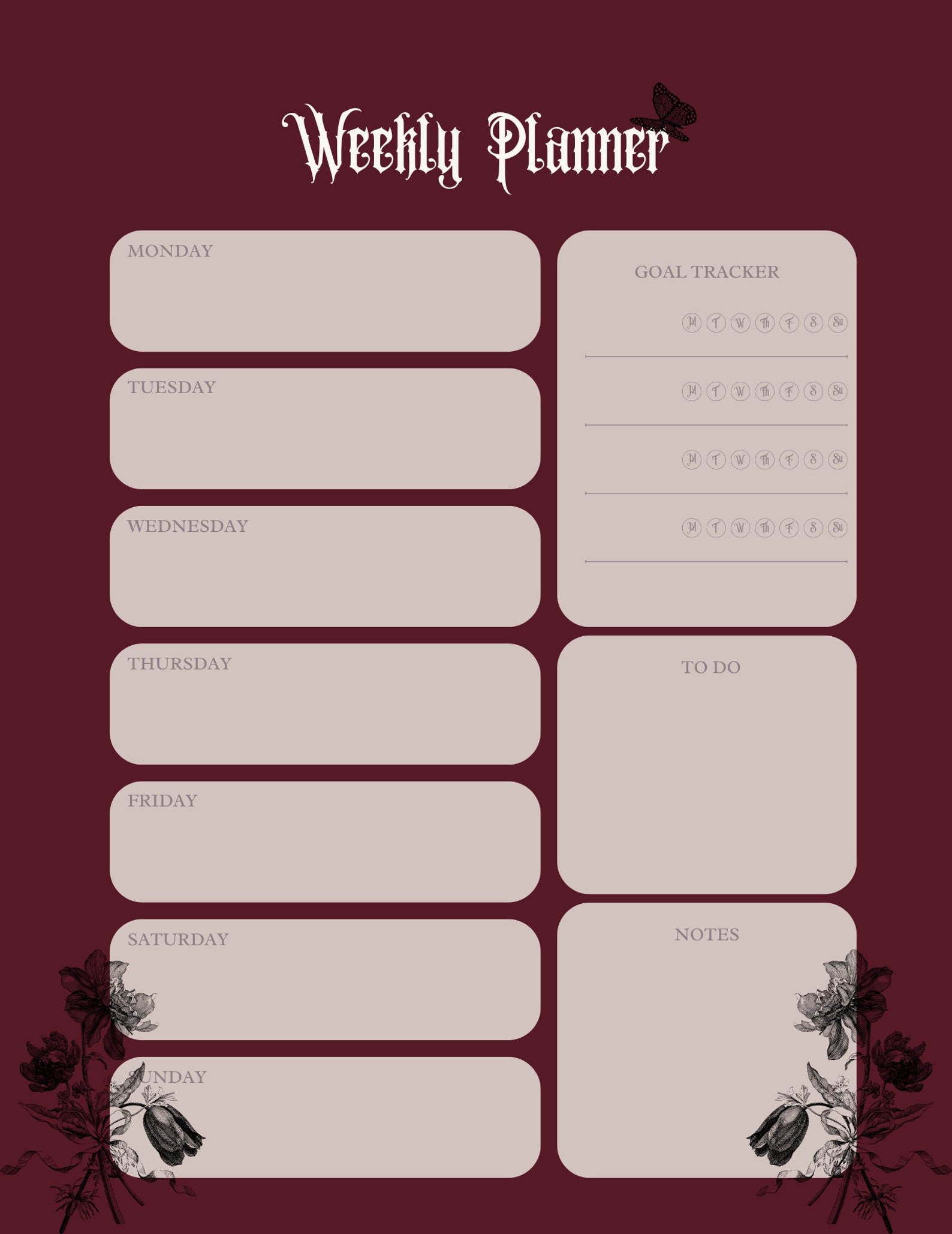 Planner Template Bundle - Soft Goth Aesthetic - Etsy