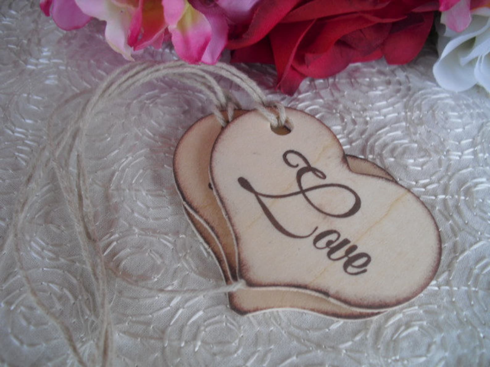 Heart Gift Tags SET OF 10 Rustic Heart With Love Wood Favor | Etsy