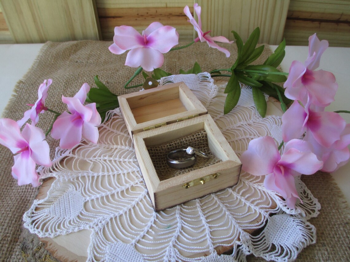 Rustic Personalized Wedding Ring Box With Hearts Unique | Etsy