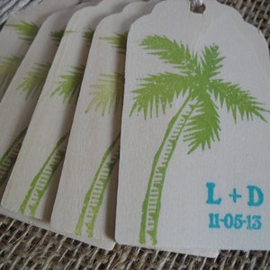 Beach Palm Tree Wedding Favor Tags Personalized Wood Tags - Etsy