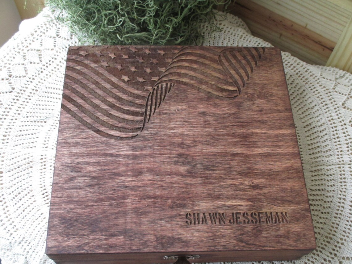 Rustic American Flag Keepsake Memento Box Item 1629 | Etsy