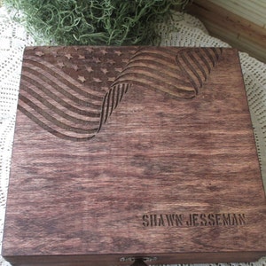 Rustic American Flag Keepsake Memento Box Item 1629 - Etsy