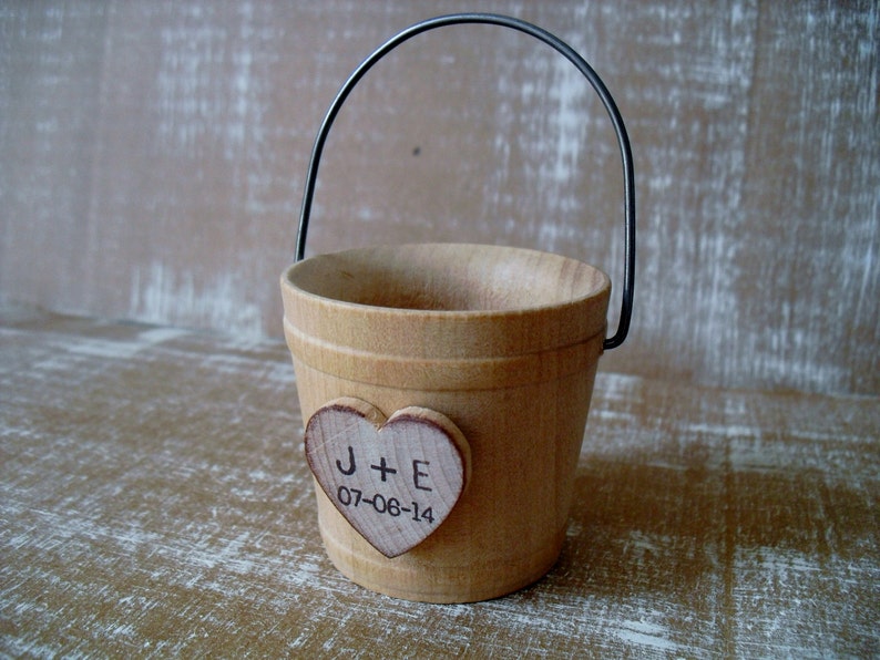 Rustic Wooden Personalized Mini Bucket Favor Containers Set | Etsy