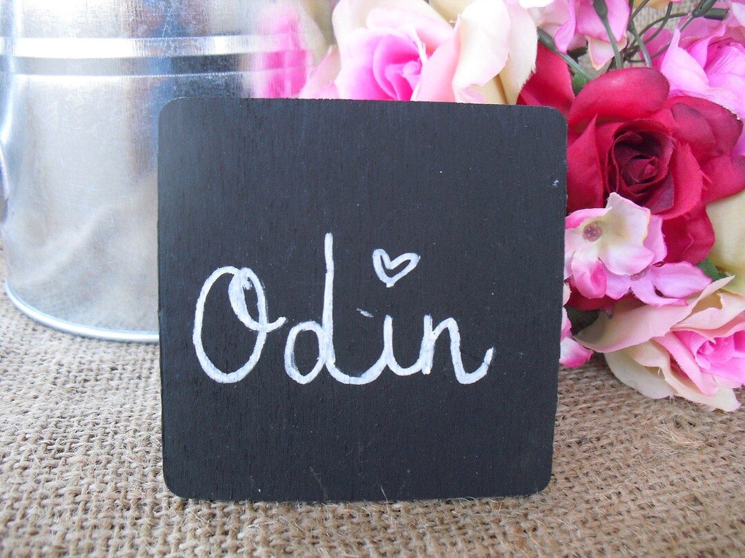 SET OF 10 Square Chalkboard Place Cards Buffet Signs Table Numbers Item ...