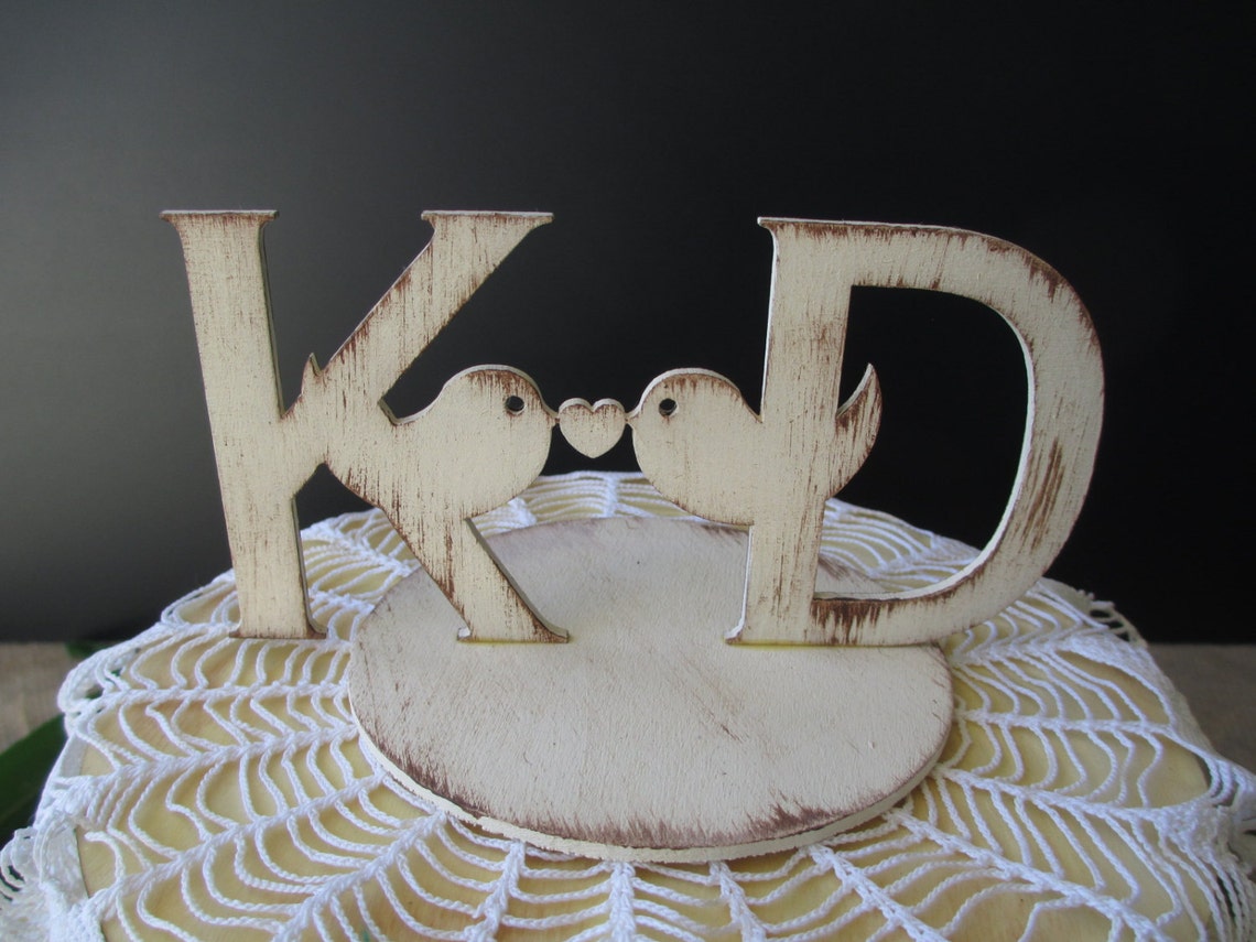 Cake Topper Shabby Chic Personalized Rustic Love Birds - Etsy