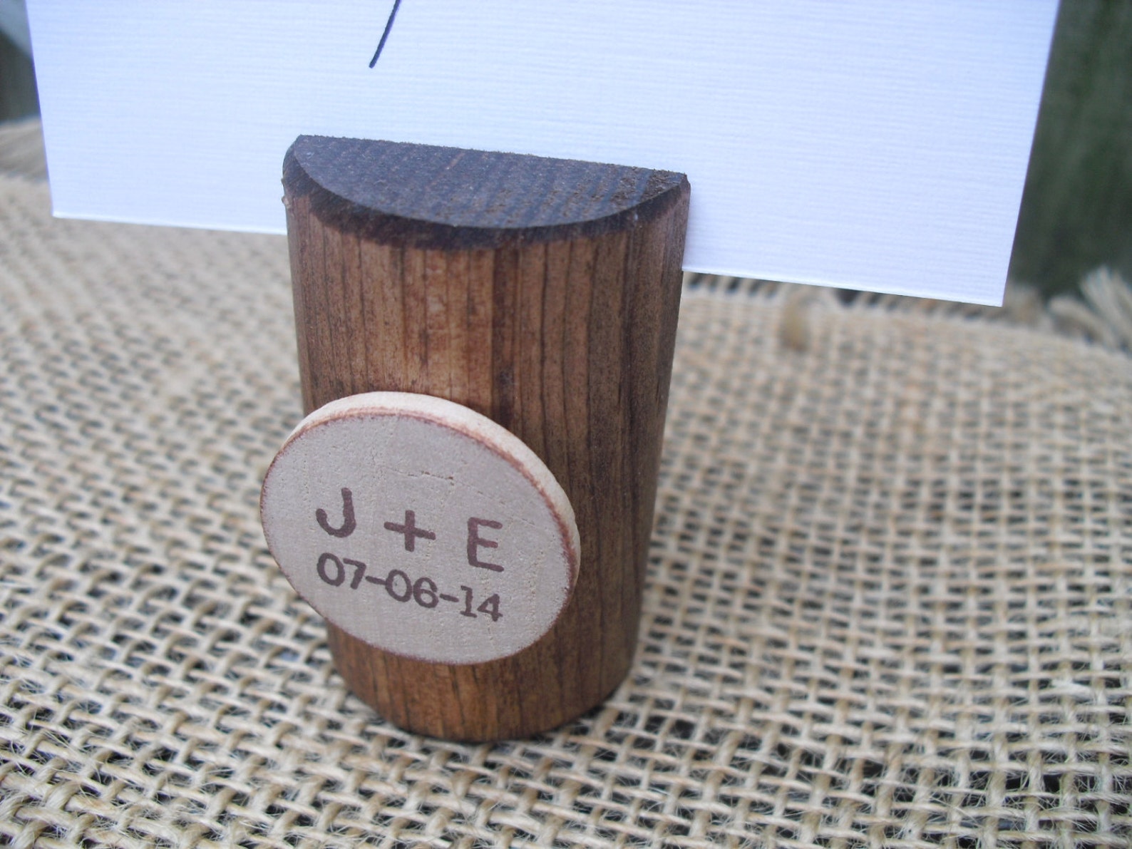 Wood Place Card Holders Personalized With Initials and Date - Etsy
