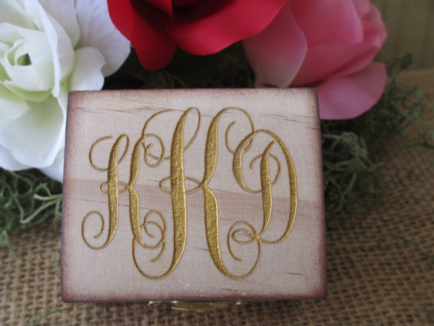 Monogram Wedding Ring Box Engraved Ring Bearer Box Unique | Etsy