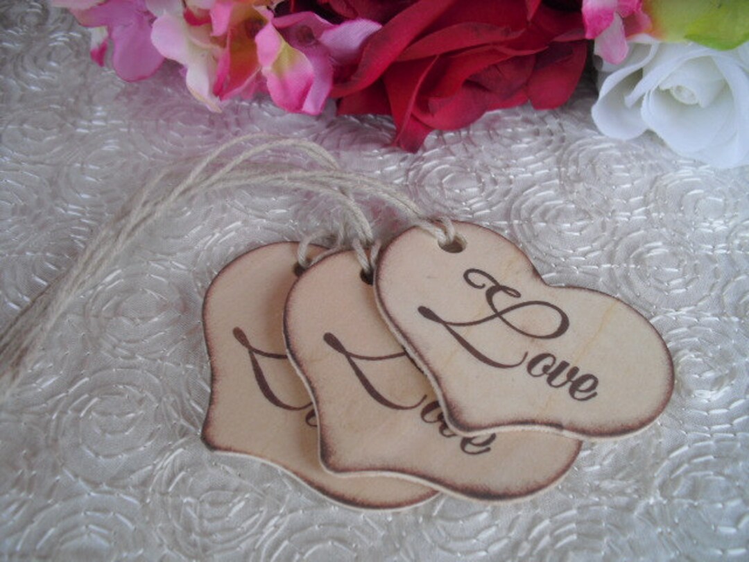 Heart Gift Tags SET OF 10 Rustic Heart With Love Wood Favor - Etsy