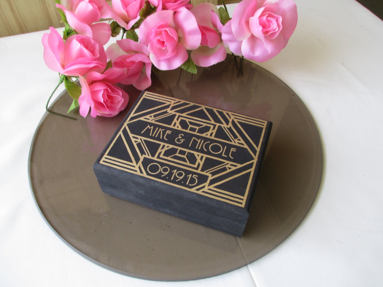 Wedding Ring Box Art Deco Gatsby Style Unique Ring Bearer | Etsy