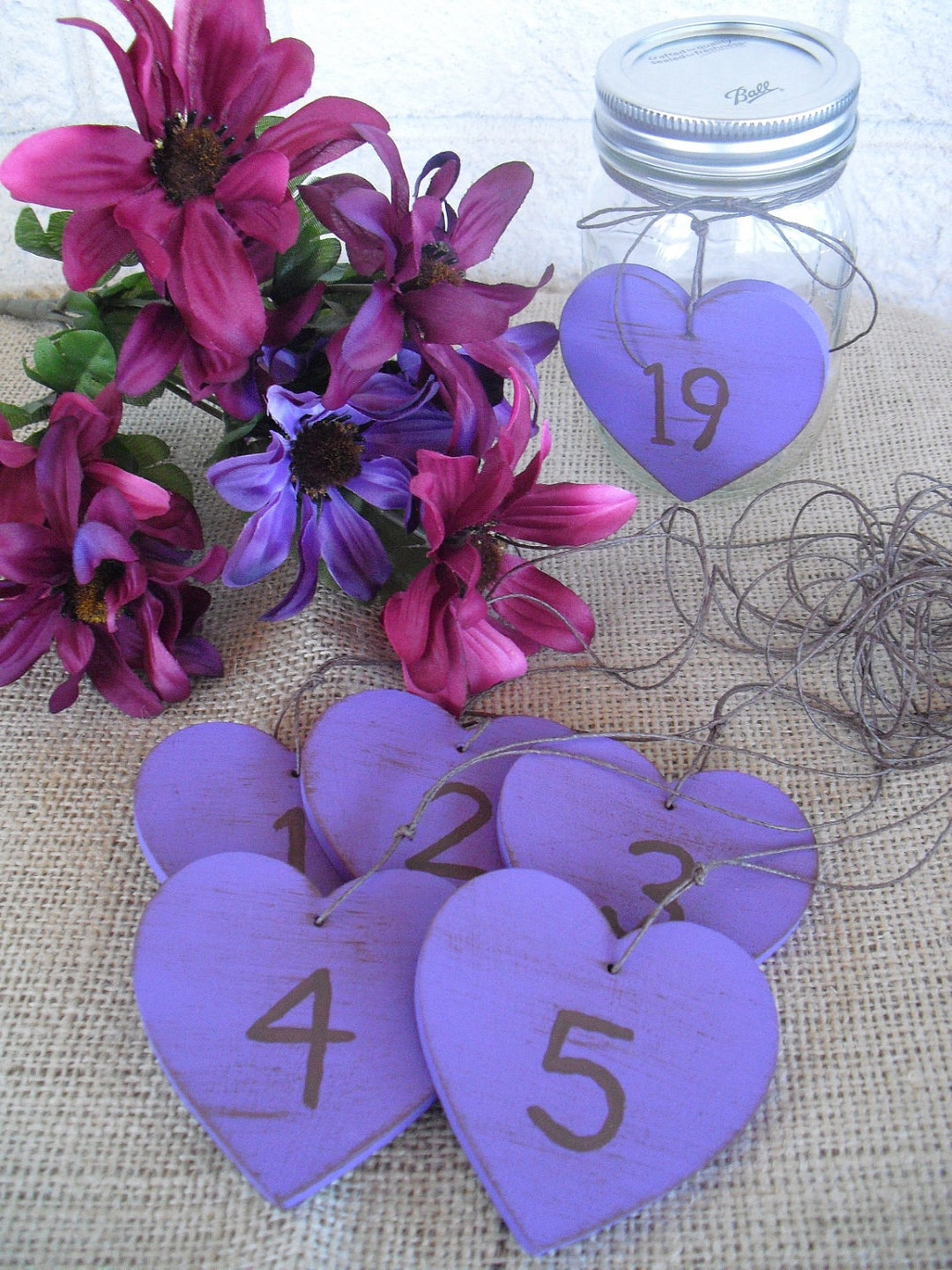 Shabby Chic Wood Heart Table Number Tags Signs Item 1114 - Etsy