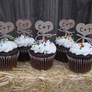 Cupcake Toppers SET OF 12 Personalized Rustic Cake Toppers Item 1079 - Etsy