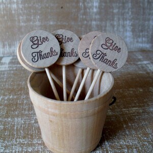 Thanksgiving Food Picks or Cupcake Toppers Give Thanks Set of 25 Item ...