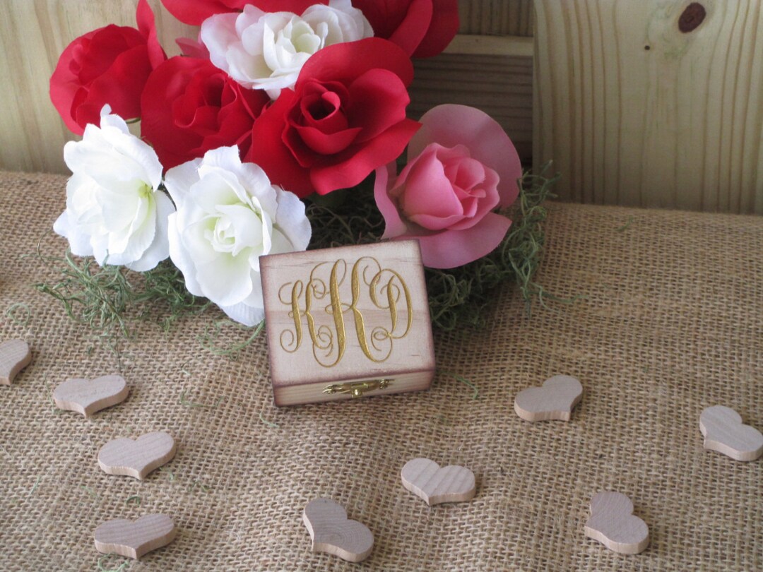 Monogram Wedding Ring Box Engraved Ring Bearer Box Unique - Etsy