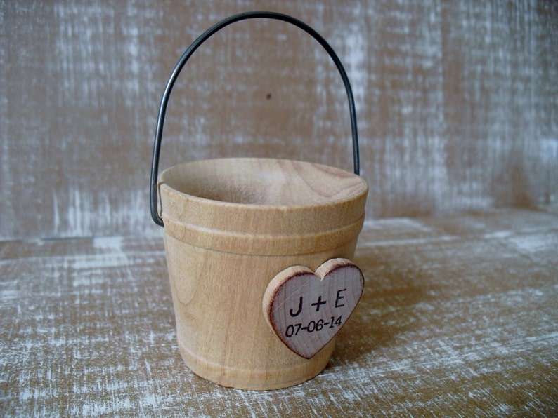 Rustic Wooden Personalized Mini Bucket Favor Containers Set | Etsy