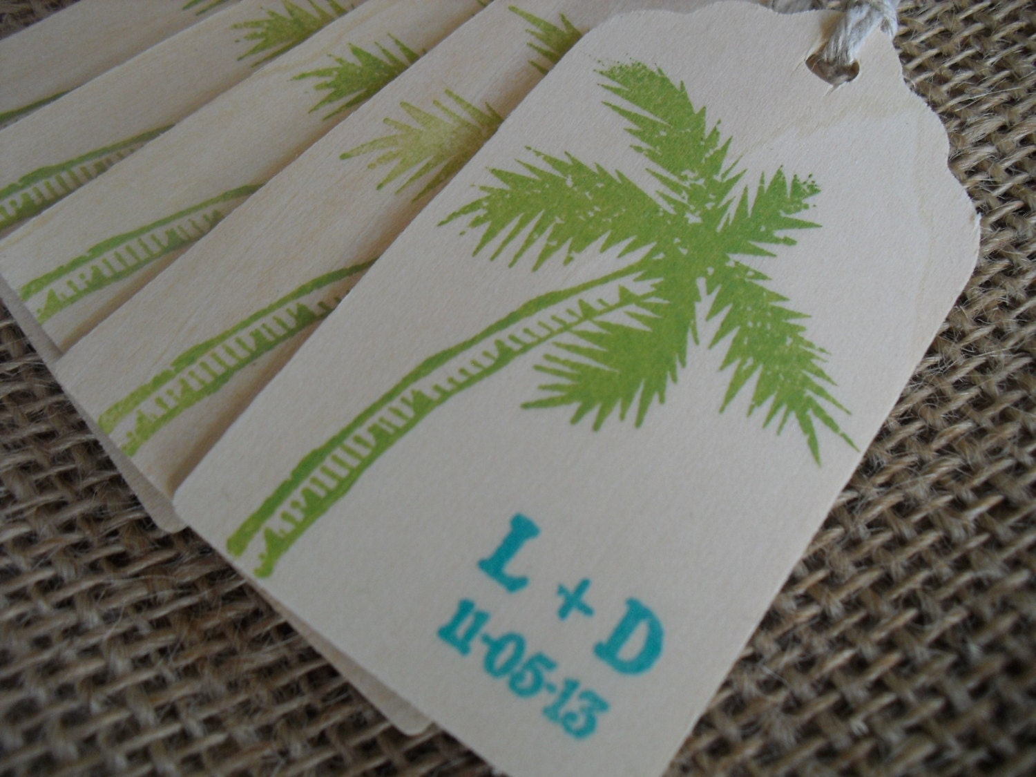 Beach Palm Tree Wedding Favor Tags Personalized Wood Tags - Etsy