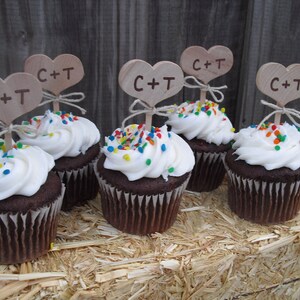 Cupcake Toppers SET OF 12 Personalized Rustic Cake Toppers Item 1079 - Etsy