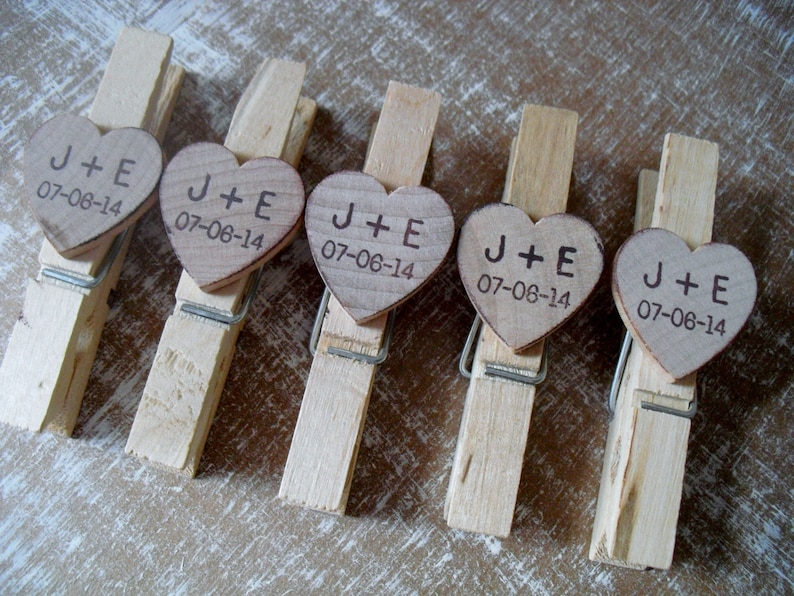 Wooden Wedding Clothespins Personalized Set of 25 Item - Etsy
