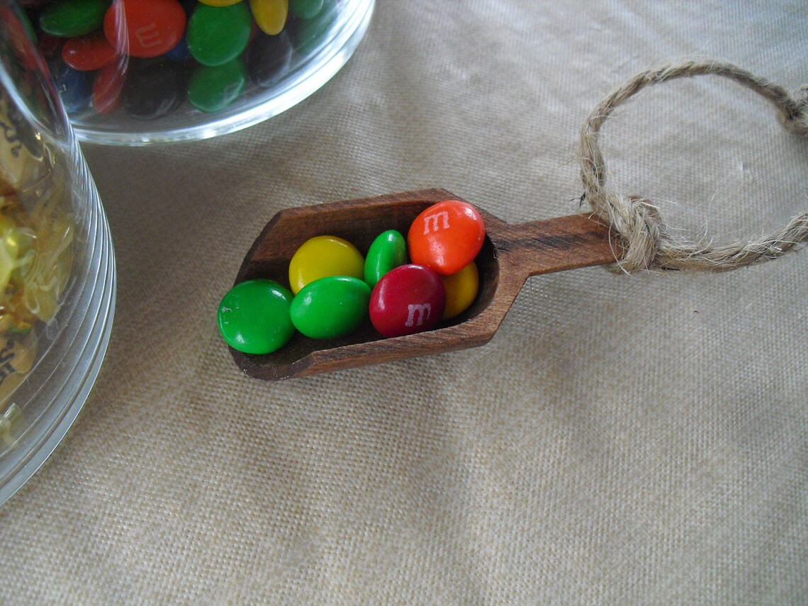 Candy Scoop SET OF 5 Wood Mini Scoops With Rope for Candy - Etsy