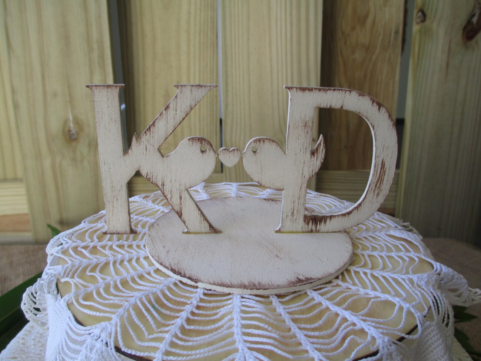 Cake Topper Shabby Chic Personalized Rustic Love Birds - Etsy