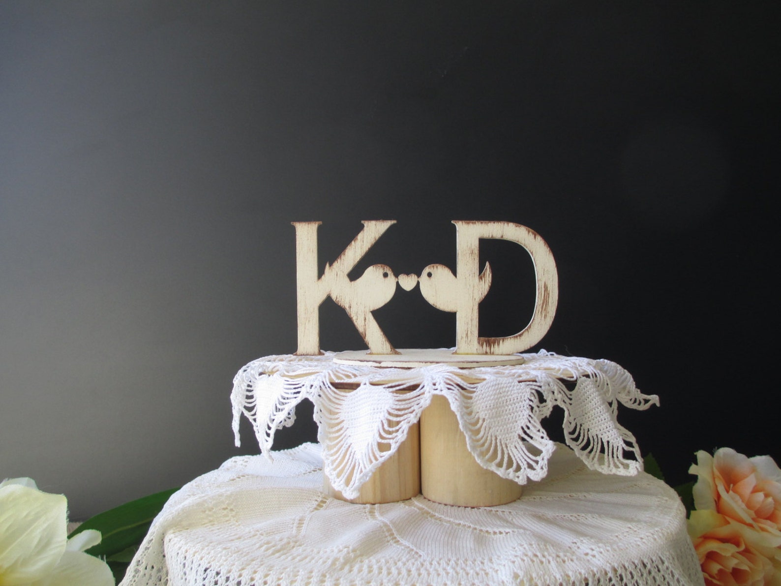 Cake Topper Shabby Chic Personalized Rustic Love Birds - Etsy