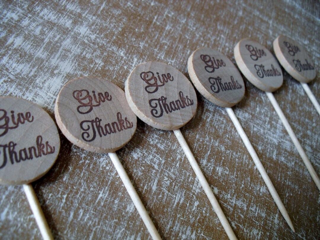 Thanksgiving Food Picks or Cupcake Toppers Give Thanks Set of 25 Item ...