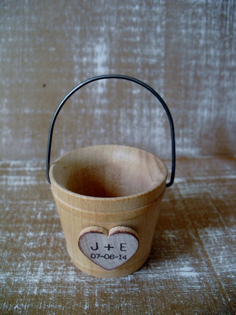 Rustic Wooden Personalized Mini Bucket Favor Containers Set | Etsy