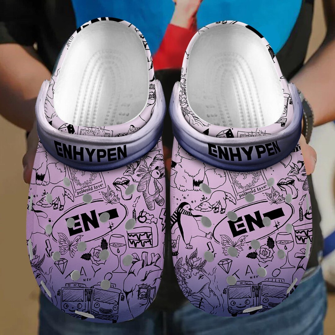 Enhypen Kpop Doodle Art Crocs, Vintage Enhypen Lyric Album Graphic ...