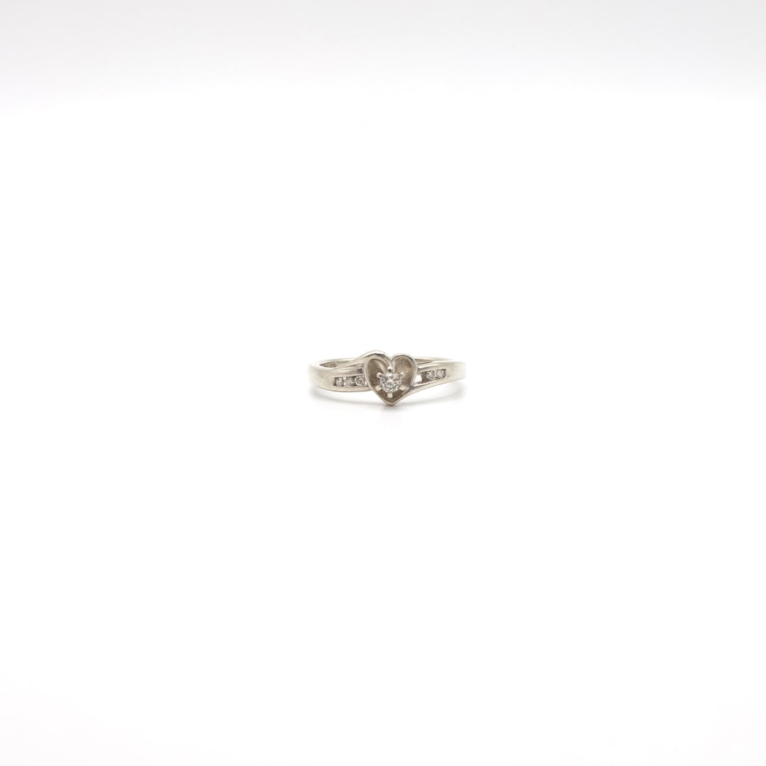 Vintage Genuine Diamond Heart Promise Ring, Size 7 Ring, Promise Ring ...
