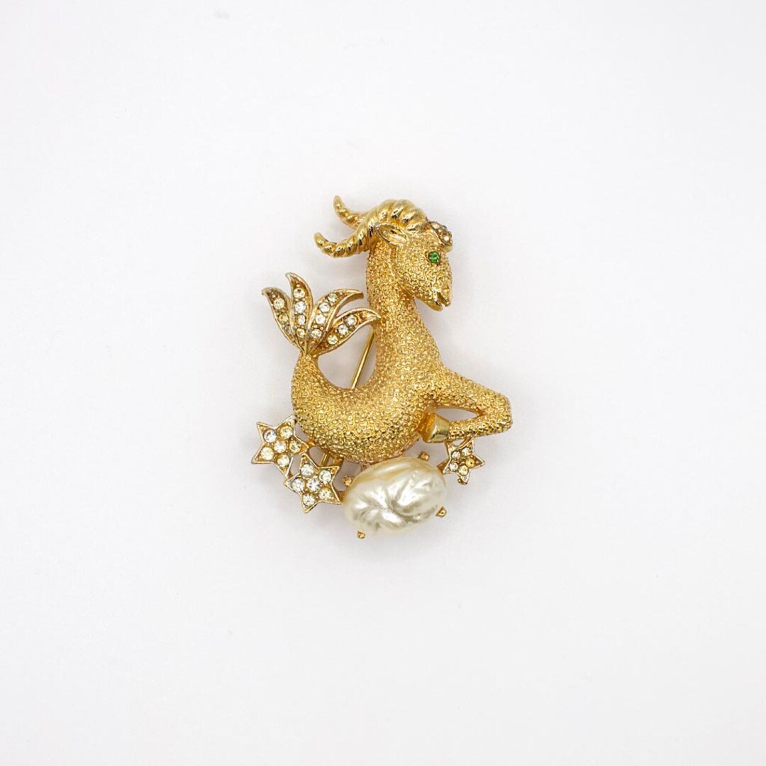 Rare 1950s Vintage Joseph Piscitelli Brooch, Celestial Capricorn Brooch ...