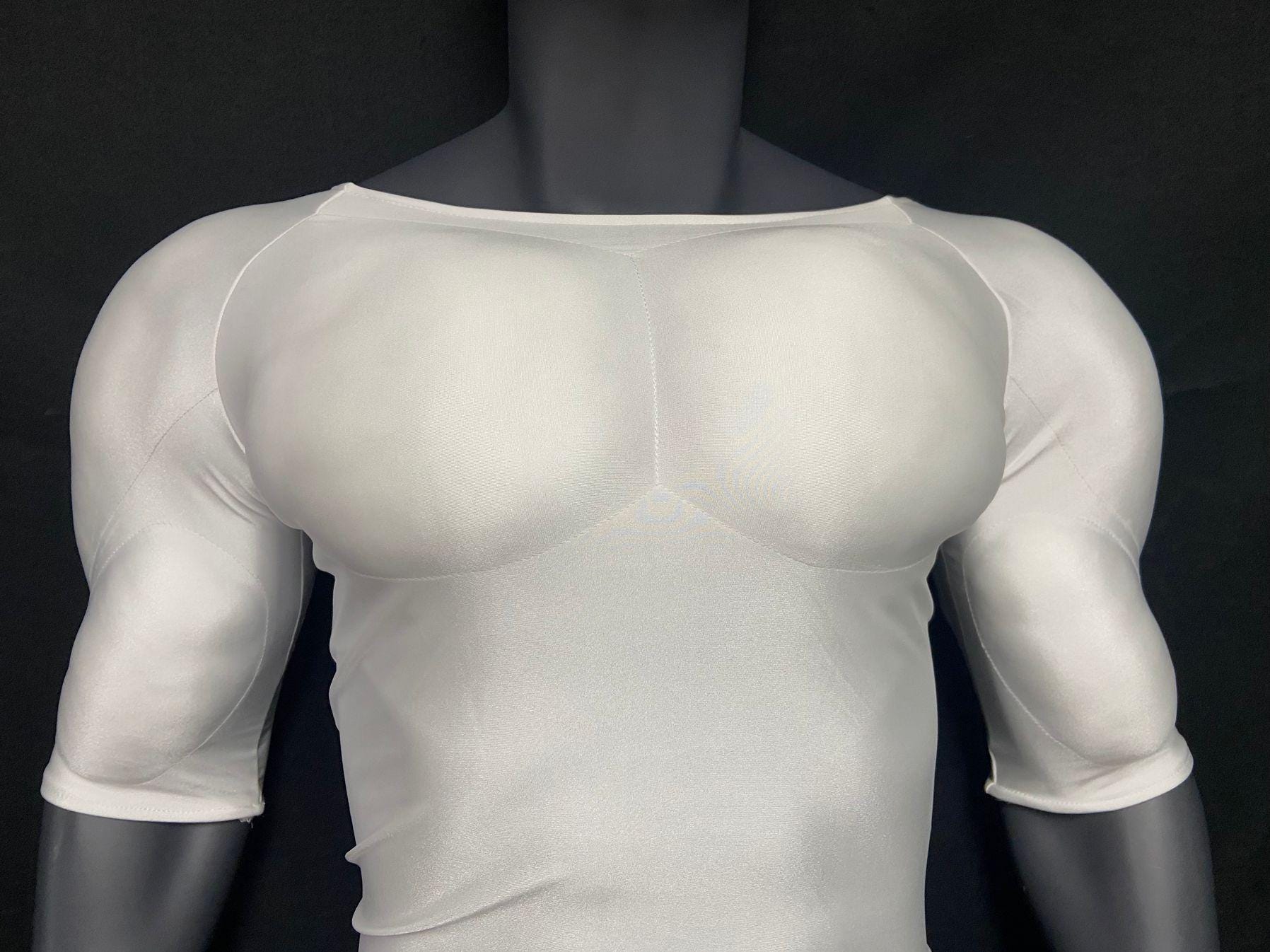 Men's White Muscle Padding T-shirt: Short Sleeve Shaper Base Layer - Etsy