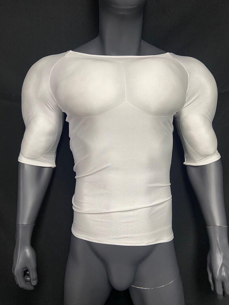Men's White Muscle Padding T-shirt: Short Sleeve Shaper Base Layer - Etsy