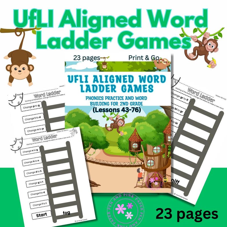 Ufli-aligned Word Ladder Games: Lessons 43-76 for 2nd Grade - Etsy