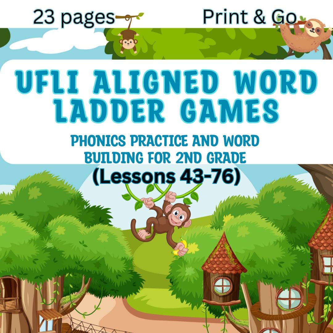 Ufli-aligned Word Ladder Games: Lessons 43-76 for 2nd Grade - Etsy