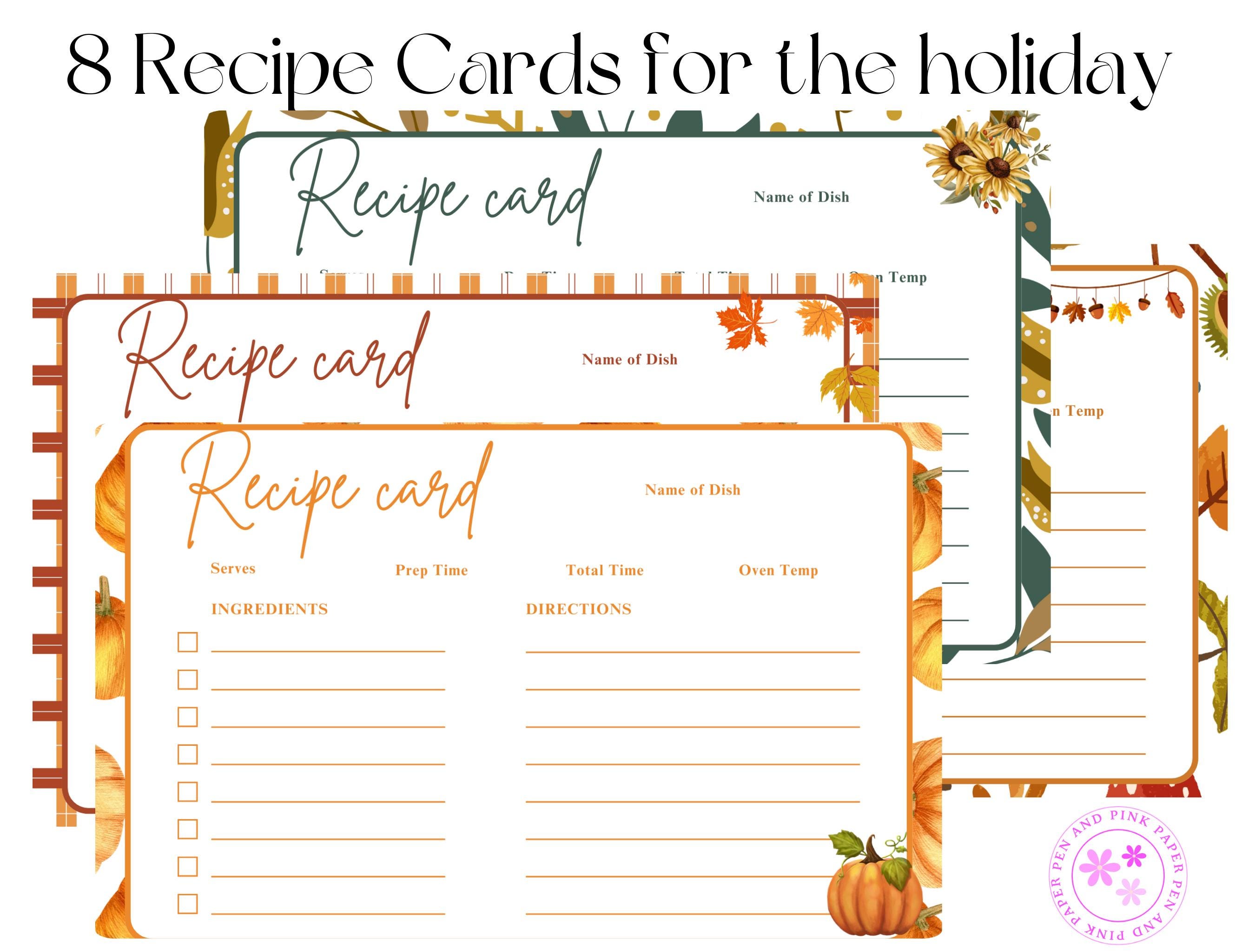Recipe Cards for Thanksgiving & Winter Holidays - Etsy