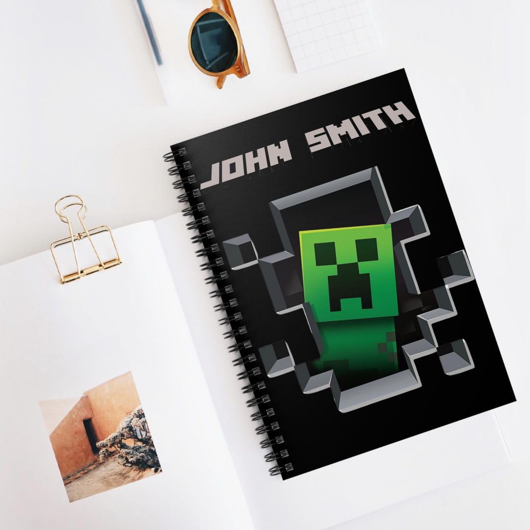 Personalized Name Notebook Journal, Custom Minecrafter Gift, School ...