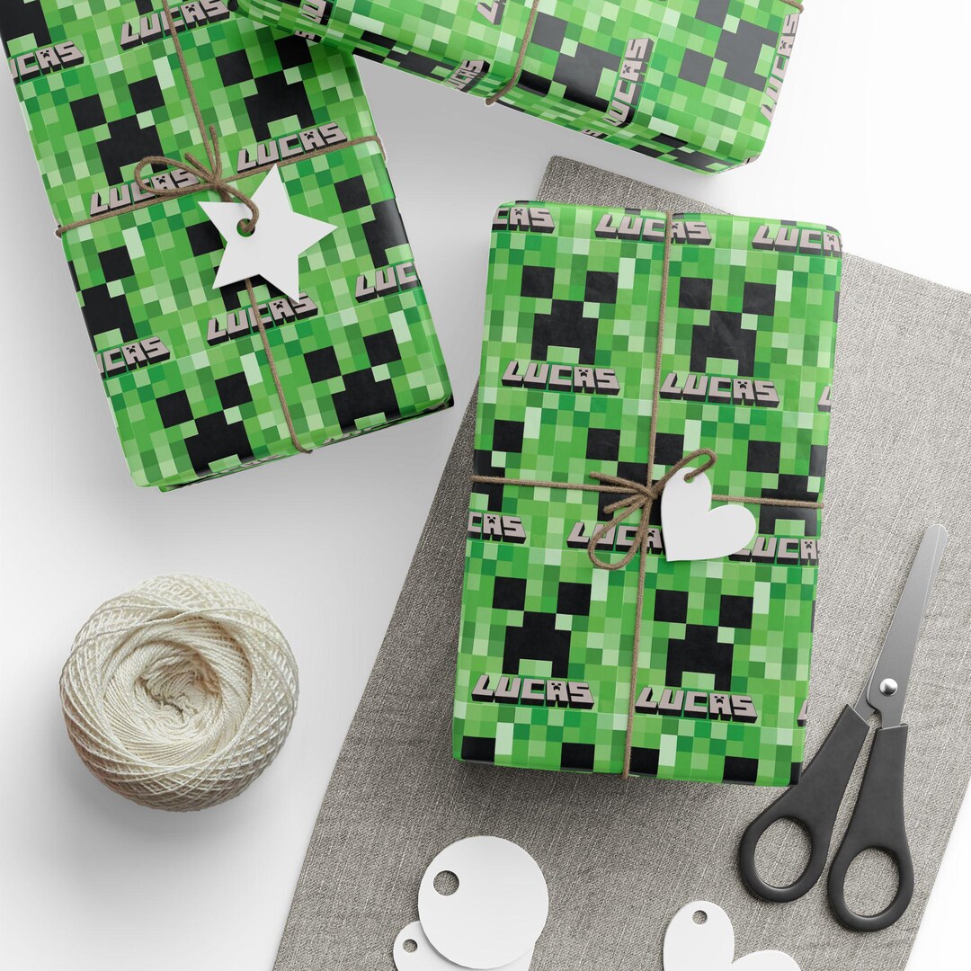 Personalized Custom Creeper Wrapping Paper for Gamer, Gift Wrap ...