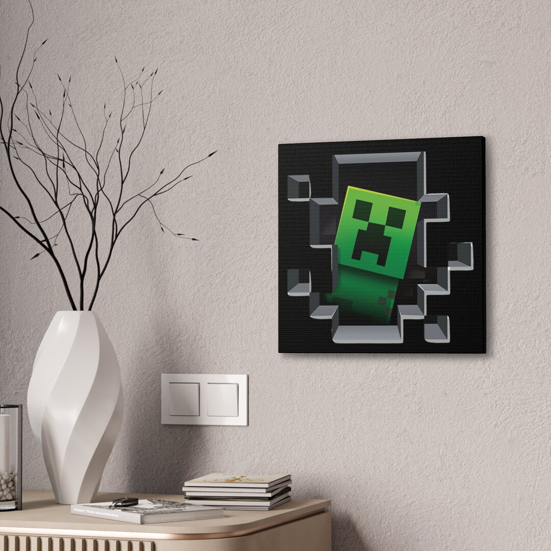 Creeper Canvas Wall Art- Minecrafterer Gift- Game Kid Art- Bedroom ...
