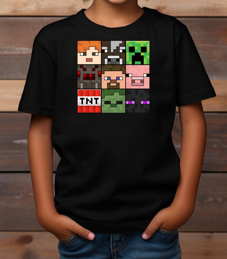 Mine Mob Heads Kids Shirt- Minecrafterer Shirt- Minec Gift- for Gamers ...