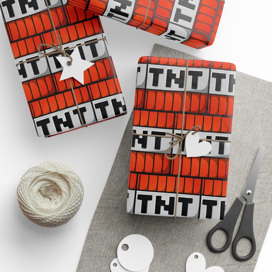 TNT Minecraft Wrapping Paper for Gamer, Gift Wrap, Minecrafter Birthday ...