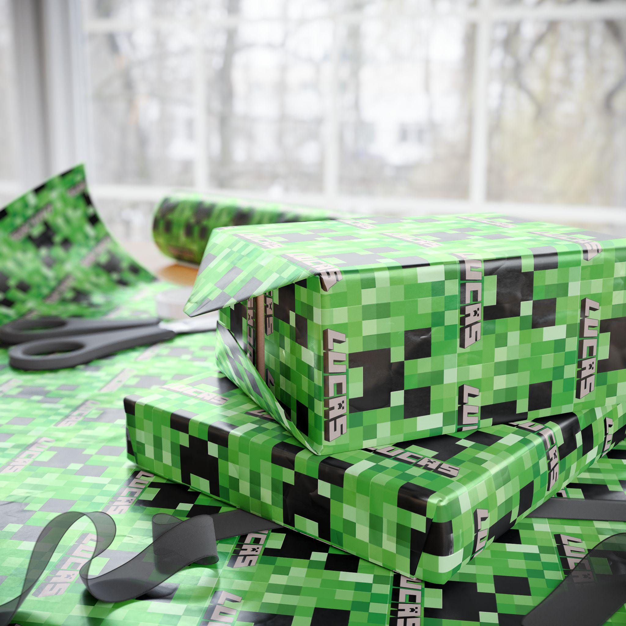 Personalized Custom Creeper Wrapping Paper for Gamer, Gift Wrap ...