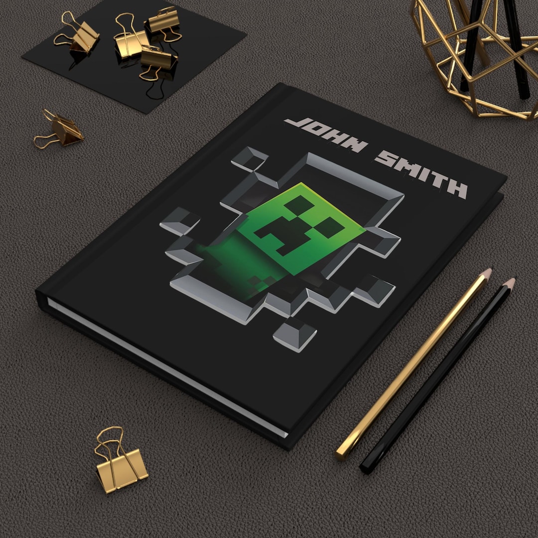 Personalized Name Hard Cover Notebook Journal, Custom Minecrafter Gift ...