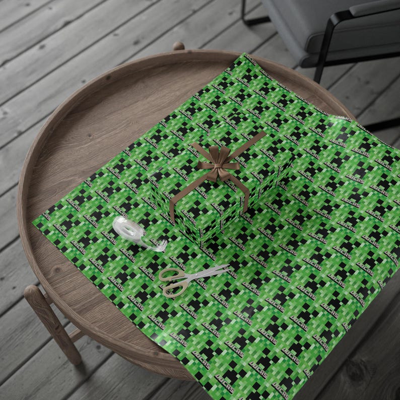 Personalized Custom Creeper Wrapping Paper for Gamer, Gift Wrap ...