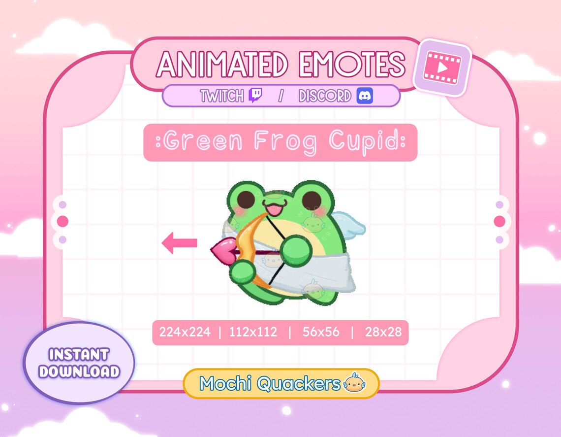 ANIMATED EMOTE | Green Frog Cupid Emote for Twitch & Discord, Includes ...