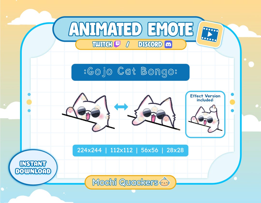 Buy ANIMATED Emote | Gojo Cat Bongo Emote | White Kitty JJK Middle ...