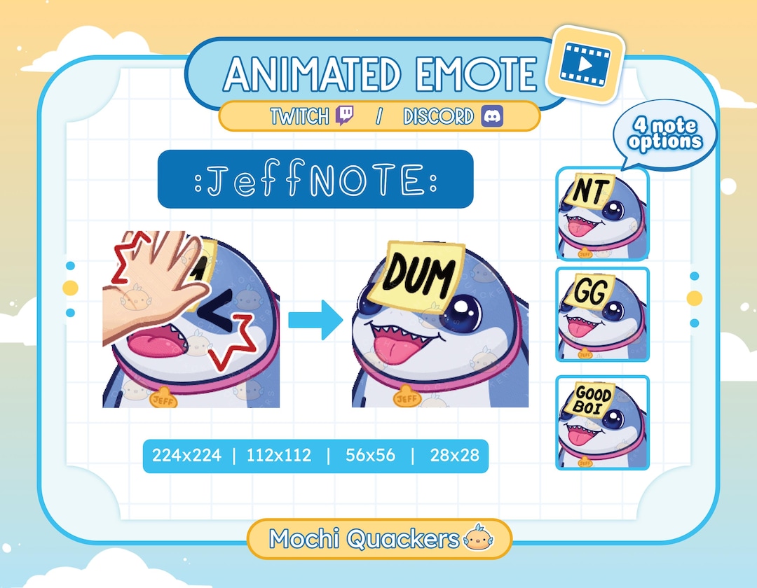 Jeff the Land Shark Animated Emote for Twitch Stream & Discord, 4 Note ...