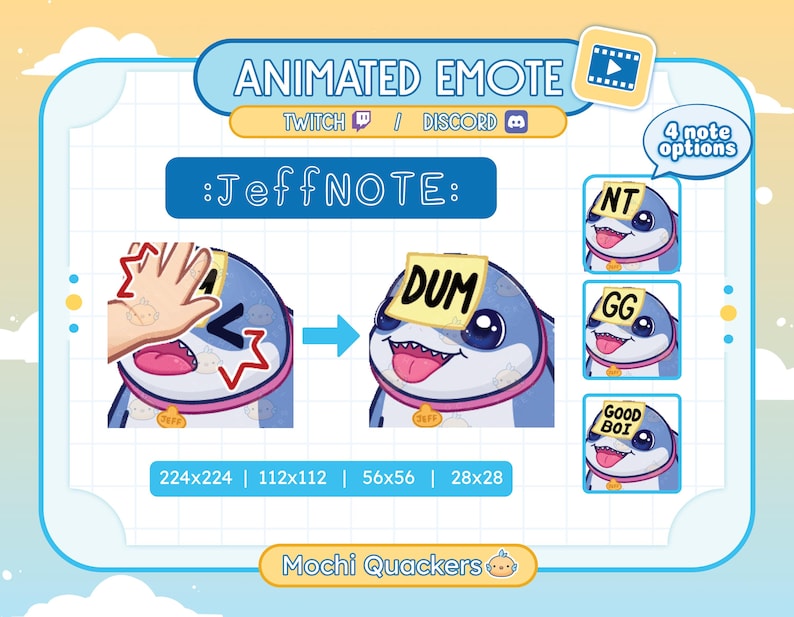 Jeff the Land Shark Animated Emote for Twitch Stream & Discord, 4 Note ...