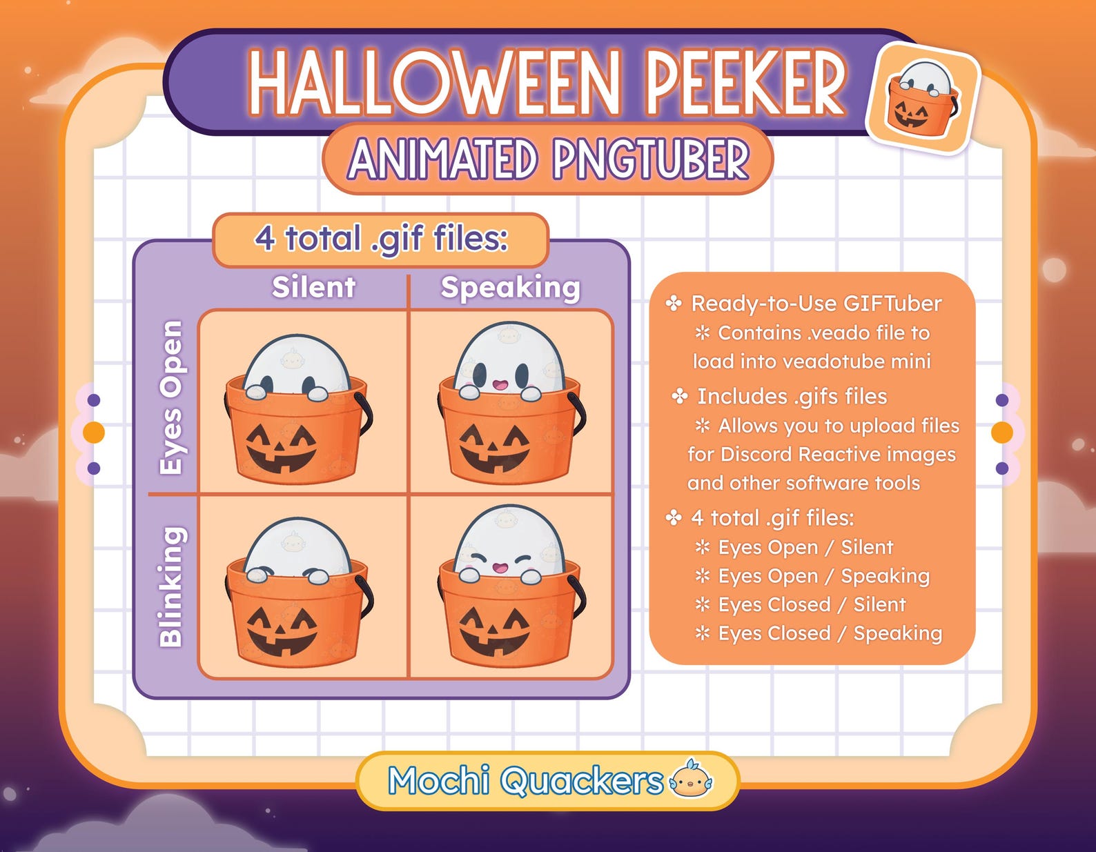 ANIMATED Pngtuber | Halloween Ghost Giftuber for Streaming | Spooky ...